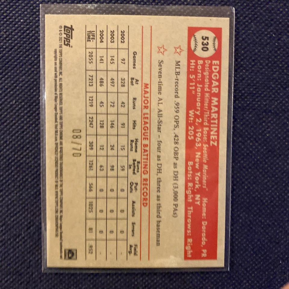 2021 Topps Chrome Platinum Anniversary Edgar Martinez Mini Diamonds /70 ...