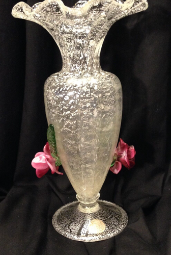 Vintage Murano Glass Vase Original LabeI Italian AVEM Silver Fleck Vase ...