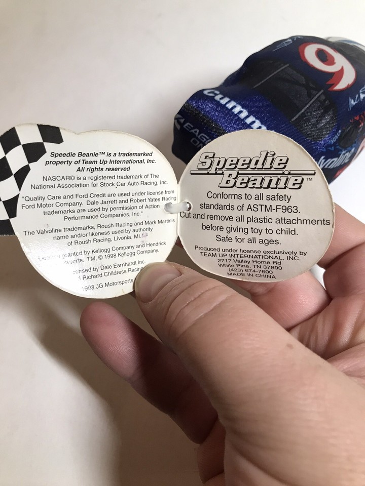 NASCAR 1998 Speedie Beanie Car Mark Martin Ford Taurus #6 Valvoline ...