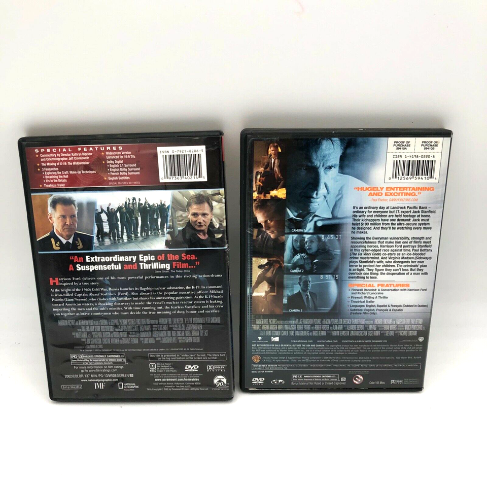 Harrison Ford K19 The Widowmaker ,Firewall DVD’s Widescreen Lot of 2 | eBay