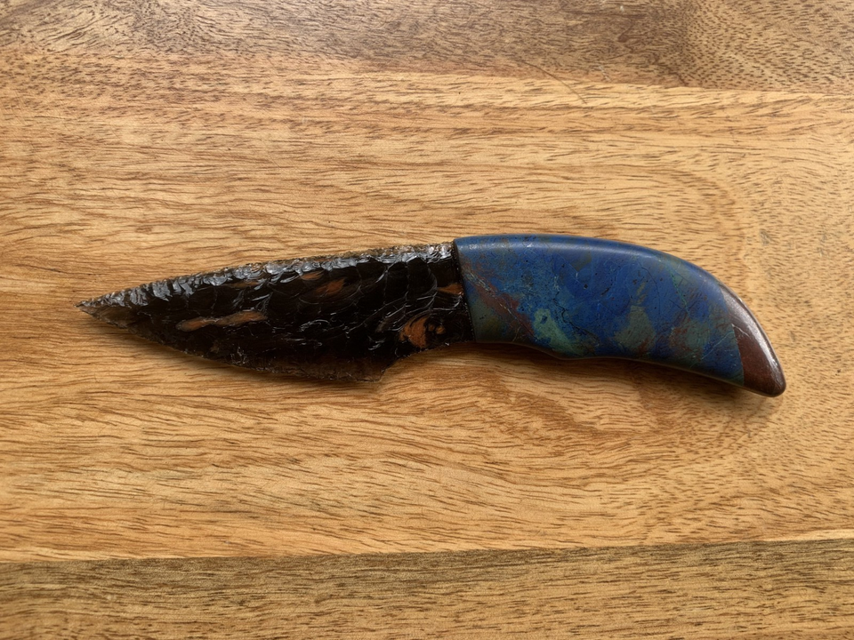 Custom Obsidian Knife. Tommy Masingale. Deep Blue Azurite Handle ...