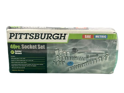 Pittsburgh 40 pc 3/8" Ratchet Socket Set SAE Metric NEW | eBay