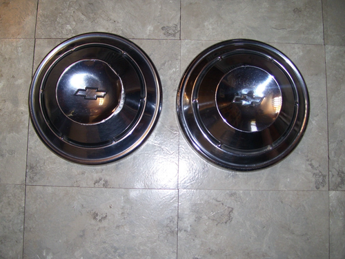 68 69 70 Chevrolet Dog Dish Hubcaps 10 1/2" Chevy 1968 1969 1970 COPO ...