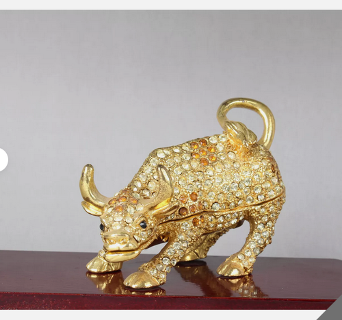 chinese Cloisonne copper Diamond inlay bull Jewelry box | eBay