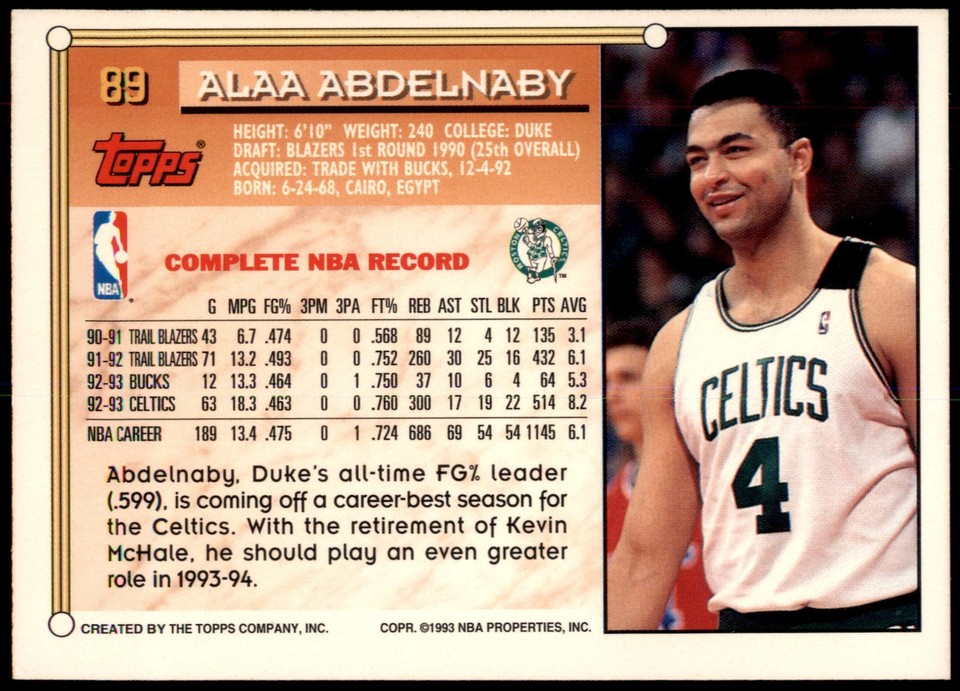 Alaa Abdelnaby #89 1993-94 Topps | eBay