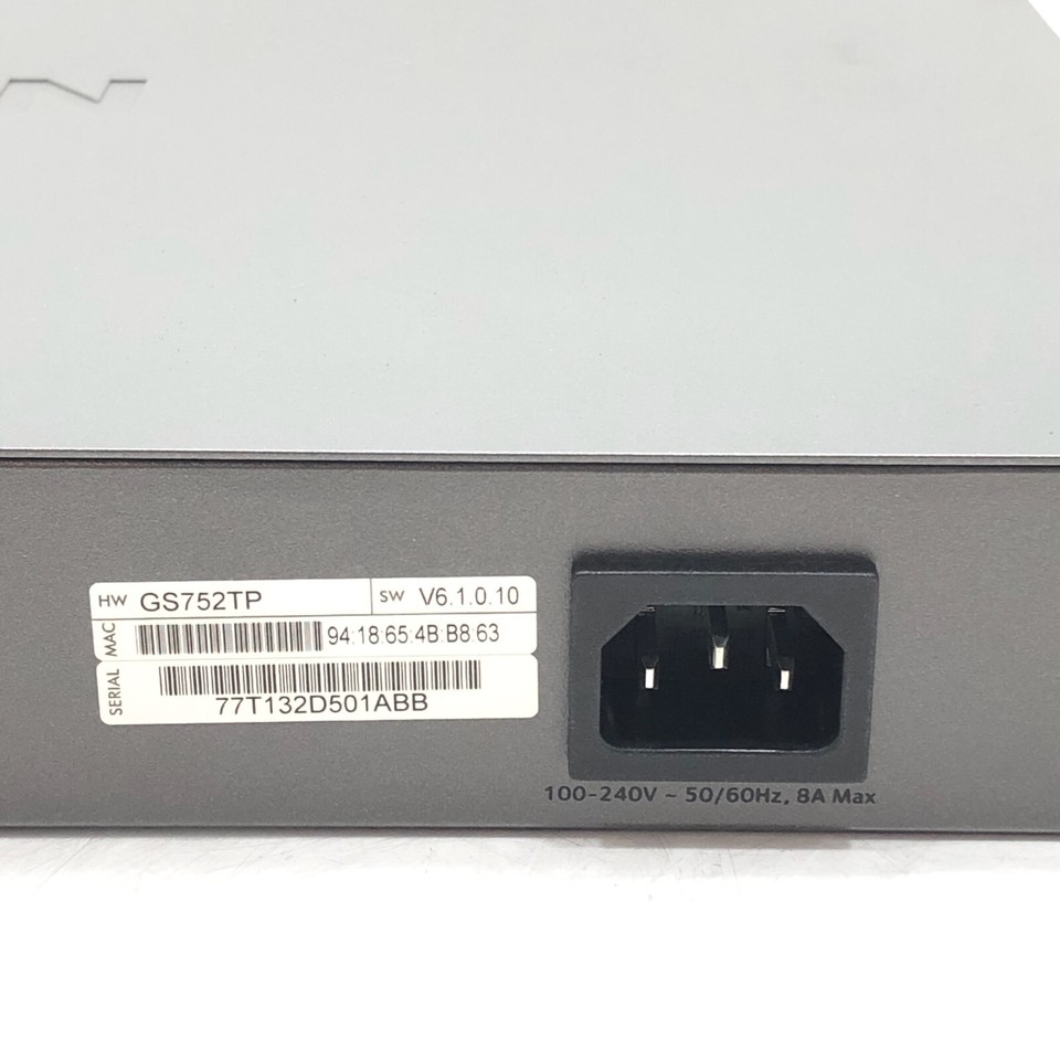 NetGear GS752TPv3 48-Port Gigabit Ethernet PoE+ Smart Switch with 4 SFP ...