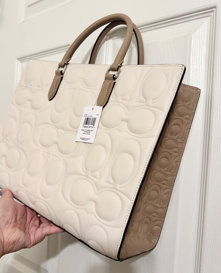 NWT Coach Maggie Tote Bag In Blocked Signature Leather CY673/CY672 | eBay