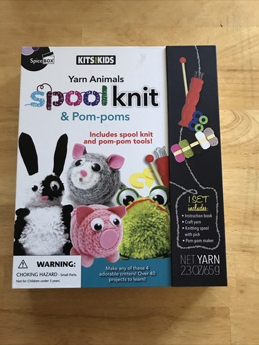 SpiceBox Kits for Kids Spool Knit & Pom Poms Yarn Animals Kits ...
