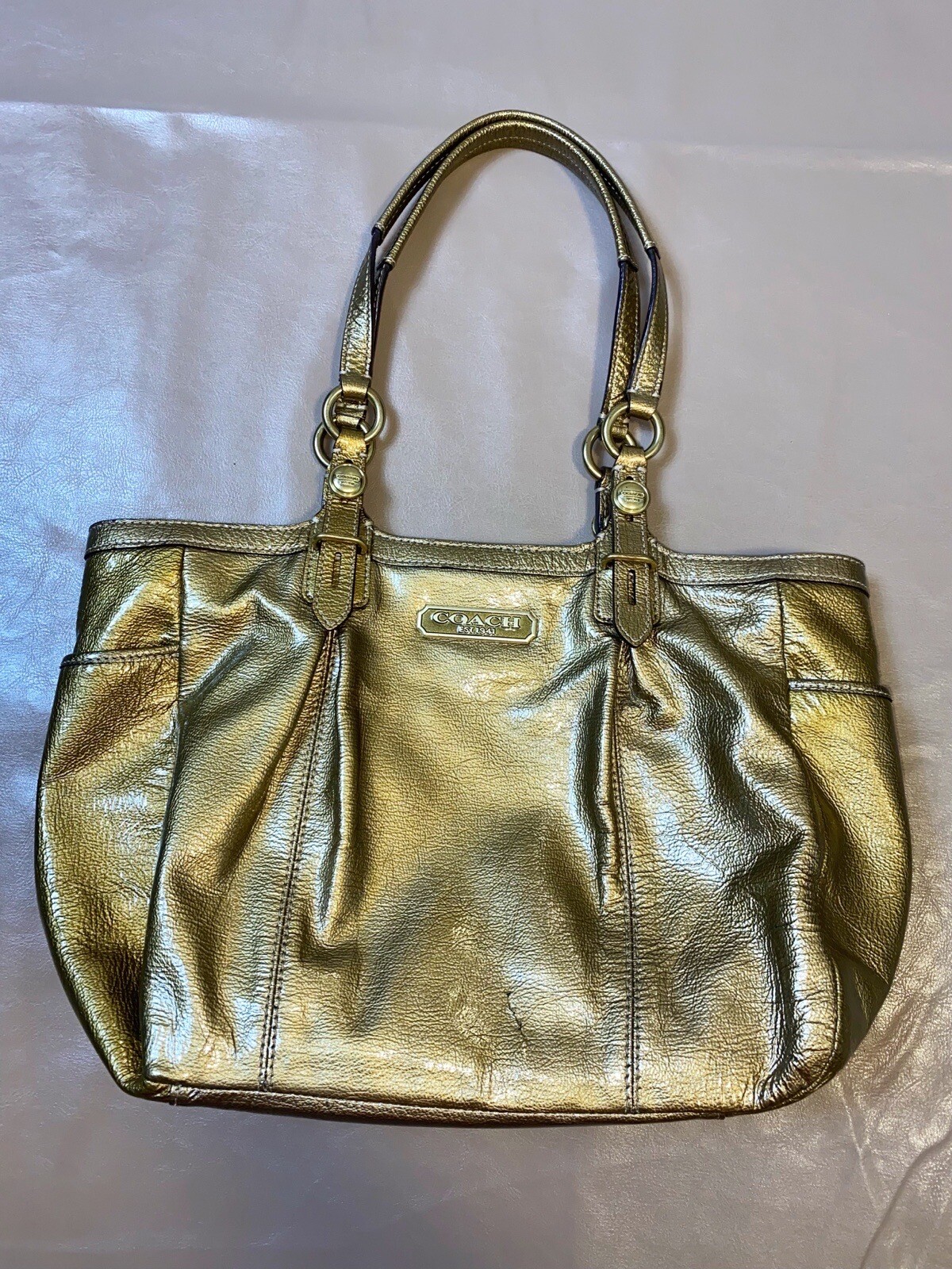 Coach Tote Metallic Gold Patent Leather Madison Tribe… - Gem