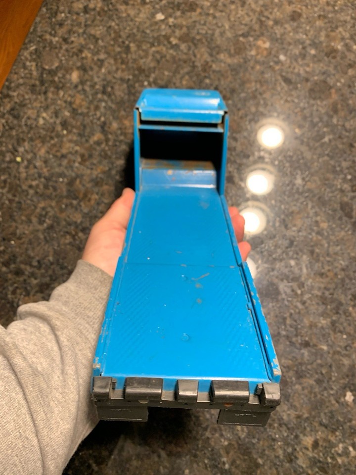 Vintage Ertl Richard Petty STP Car Hauler Pressed Steel Trailer Blue ...