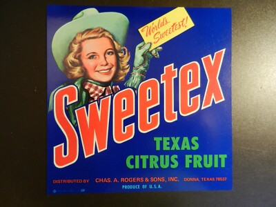 VINTAGE SWEETEX TEXAS CITRUS FRUIT UNUSED LABEL. 6 1/2" X 6 3/4" | eBay