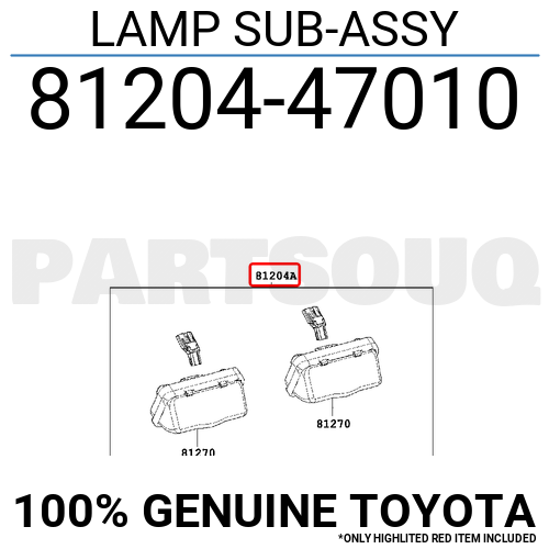 8120447010 Genuine Toyota LAMP SUB-ASSY 81204-47010 | eBay