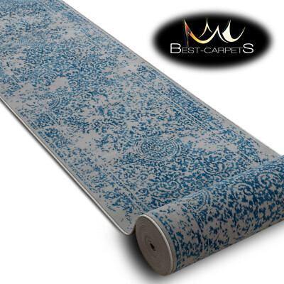 Amazing stylish Hall Runner "VINTAGE" blue grey Width 80cm extra long ...