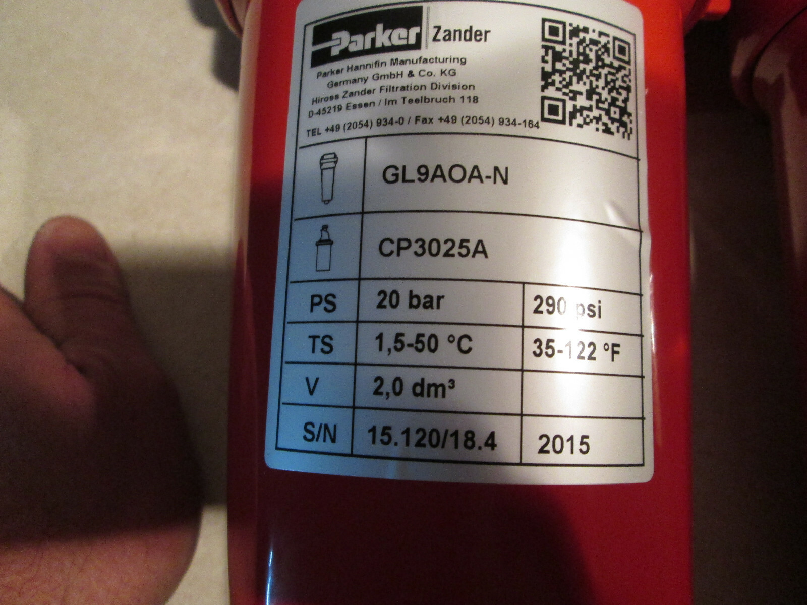 PARKER ZANDER COMPRESSED AIR FILTERS GL9AOA-N,GL9XLD-N,GL9VLD-N **NEW ...