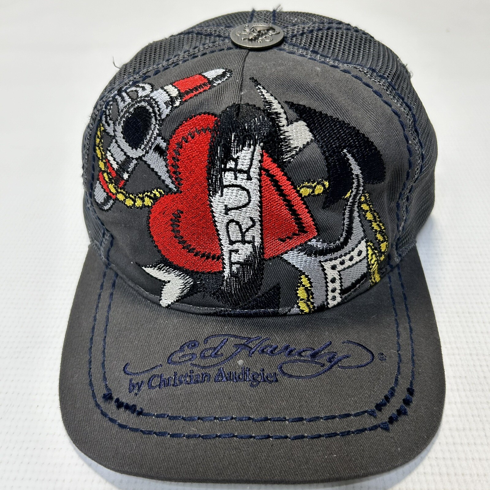 Vintage Ed Hardy Trucker Hat Anchor Heart Embroidered… - Gem