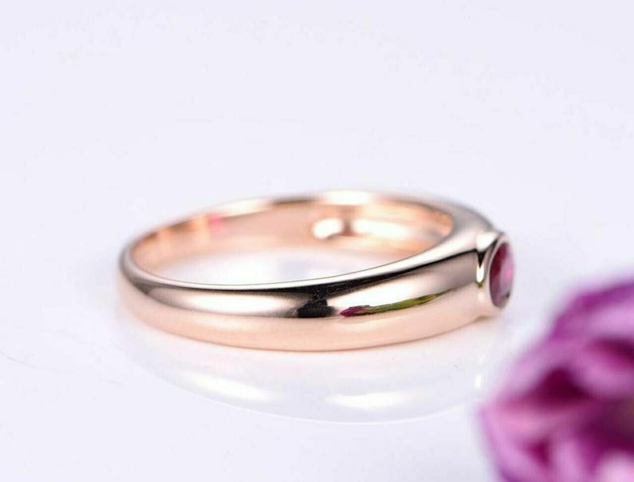 0.5ct Simulated Engagement Ring Oval Ruby Bezel Set Solitaire Rose Gold Plated | eBay