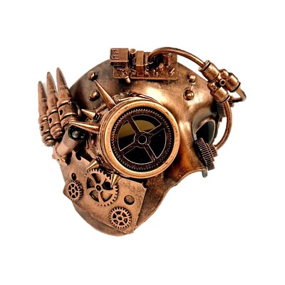 Bronze Half Face Steampunk Eye Mask Sci-Fi Fancy Dress LED Costume ...