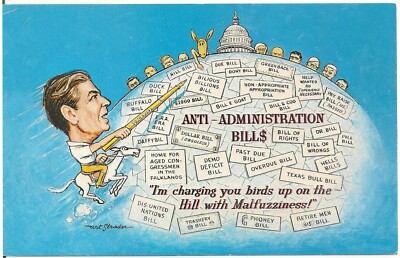 President Ronald Reagan "Malfuzziness" Political Cartoon Postcard | eBay