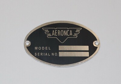Aeronca DEA Required "Aircraft Identification Data Plate" Etched ...