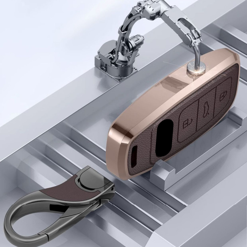 Aluminum Alloy Leather Car Key Case Cover For Audi RS4 RS5 S3 Q5 Q7 TT ...