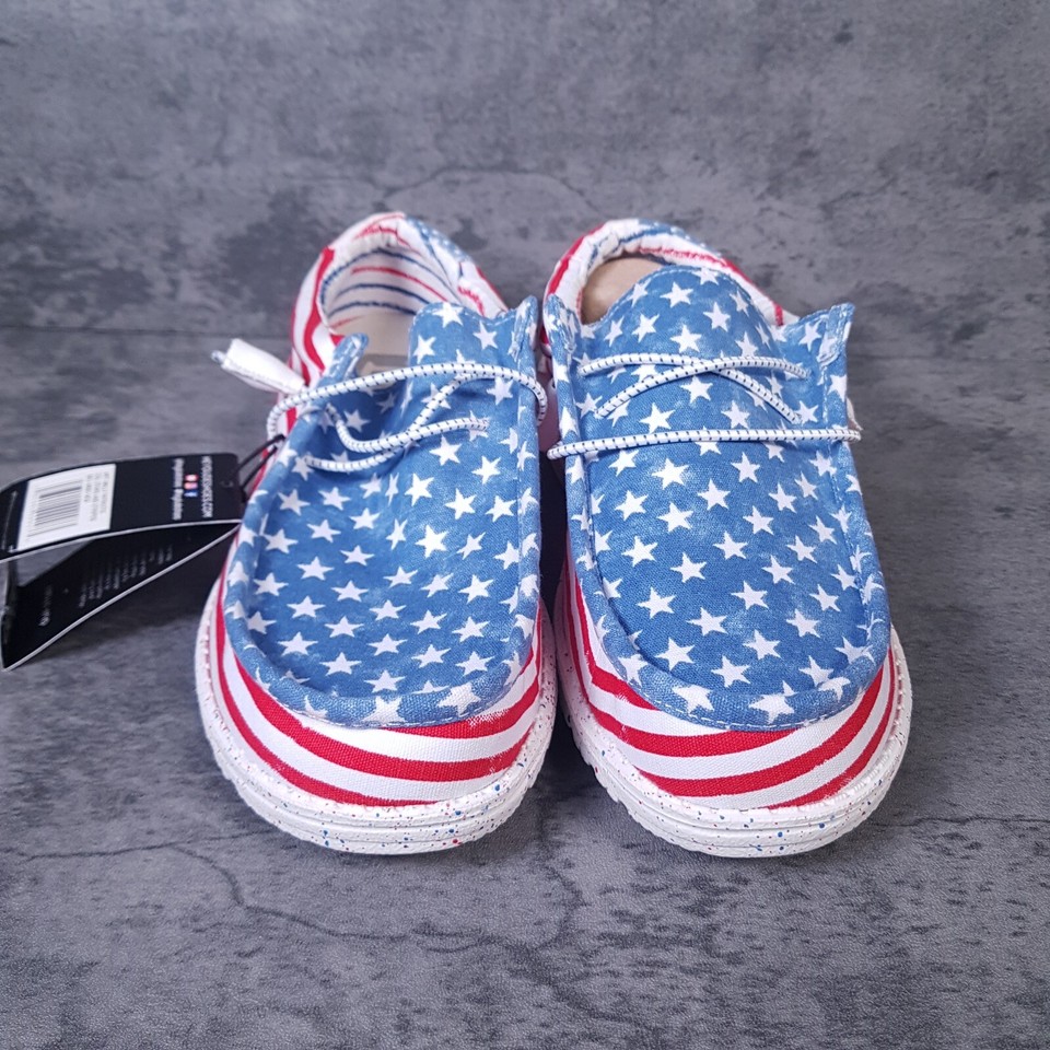 HEY DUDE Wally Patriotic Stars and Stripes Mens Shoes Size 9 Casual ...