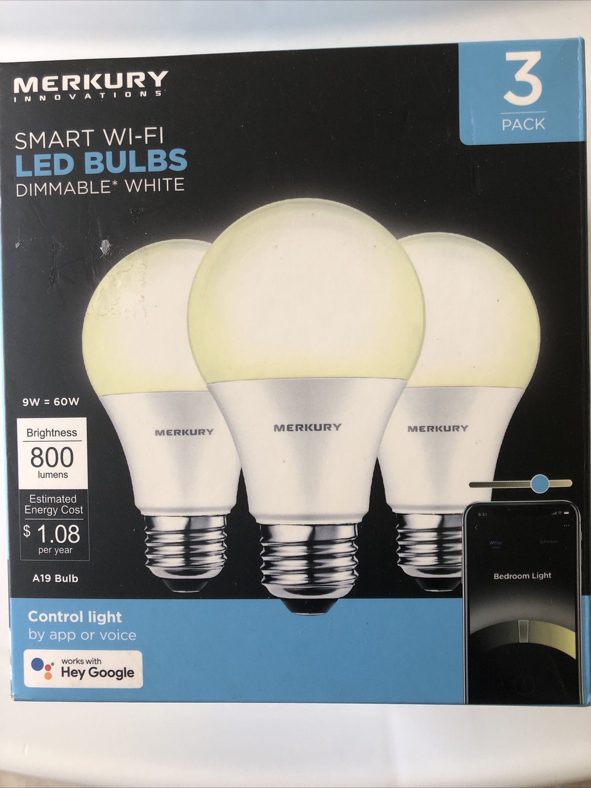 Merkury Innovations Smart Wifi Phone/App Controlled LED 60W Light Bulbs ...