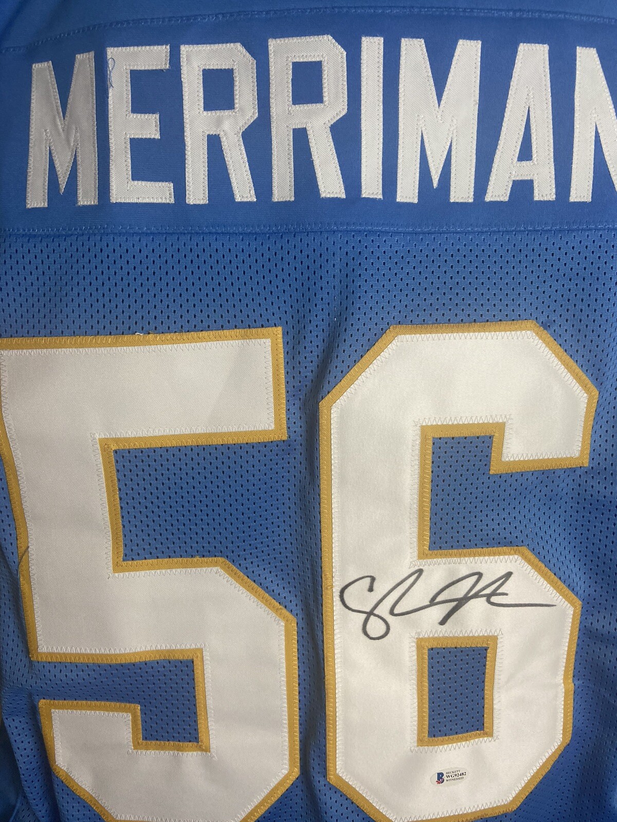 SHAWNE MERRIMAN AUTOGRAPHED SIGNED CHARGERS JERSEY BECKETT COA | eBay