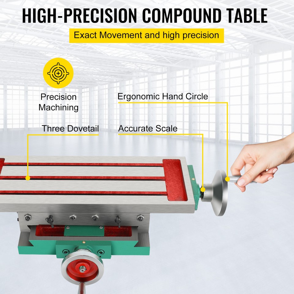 Compound Milling Machine Work Table 4Ways Move Cross Slide Bench Drill ...