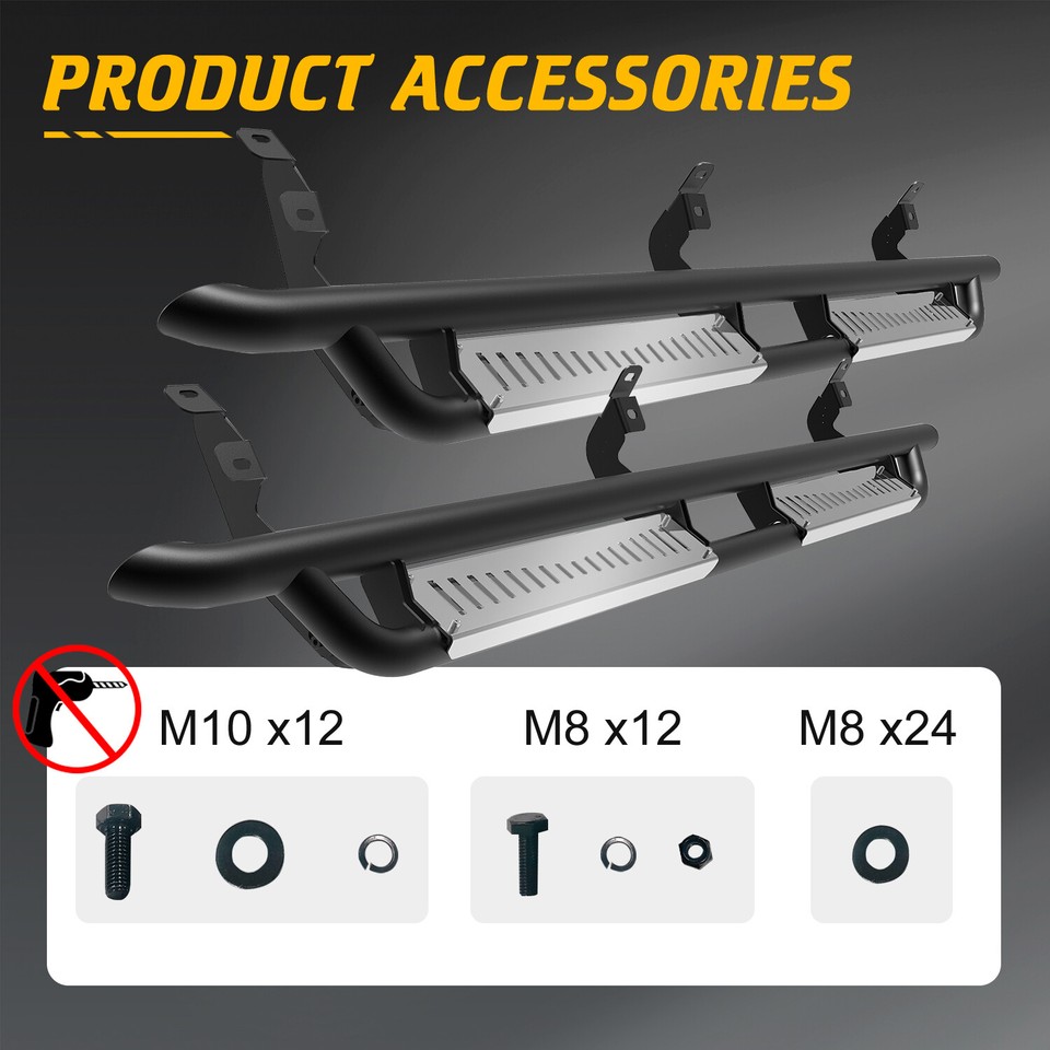 Running Boards Fits 2019-2025 Ford Ranger Supercrew Cab Side Rails Step ...