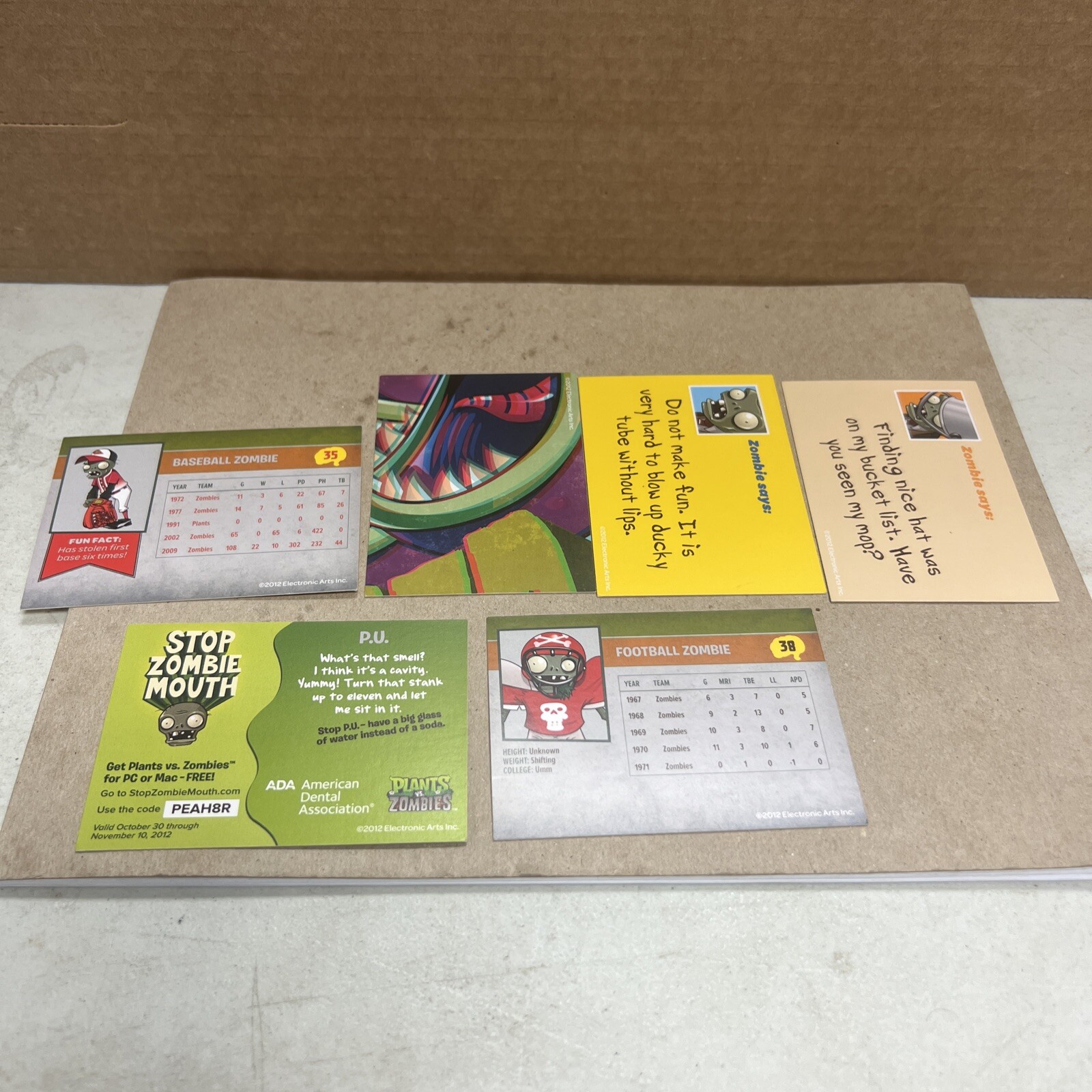 ZOMBIE Plants Vs. Zombies Trading Card Electronic Arts Lot 6 Cards | eBay