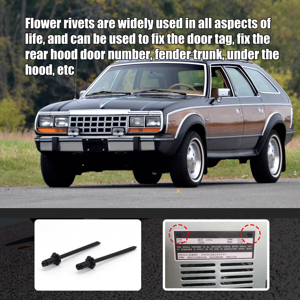 8pcs black Nos Dash Rivets Stainless Steel for GM Ford Chrysler AMC vin ...