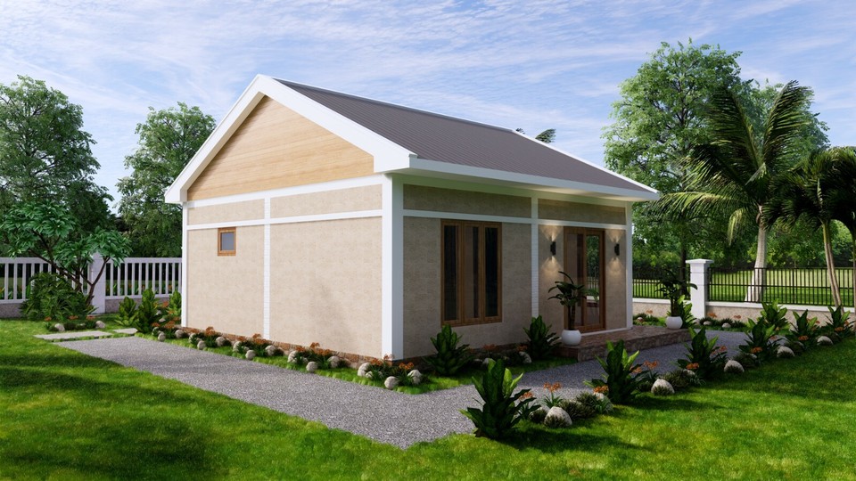 Custom Small House Plan 23x23 Feet 7x7 Meter 1 Bed 1 Bath Gable (A4 ...