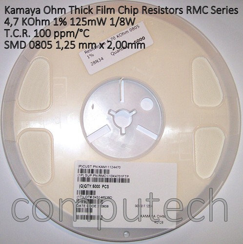 25 pezzi 4,7 KOhm 1% Resistenze SMD 0805 KAMAYA OHM RMC1/10 SMD Code 4701 | eBay