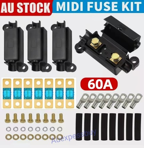 60A MIDI FUSE KIT 4 ANS Holder 7 x 60 AMP Fuses to suit Redarc BCDC ...