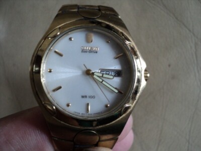 Citizen Eco-Drive Men E101-K17551 Wristwatch With Gold Plated Bracelet ...