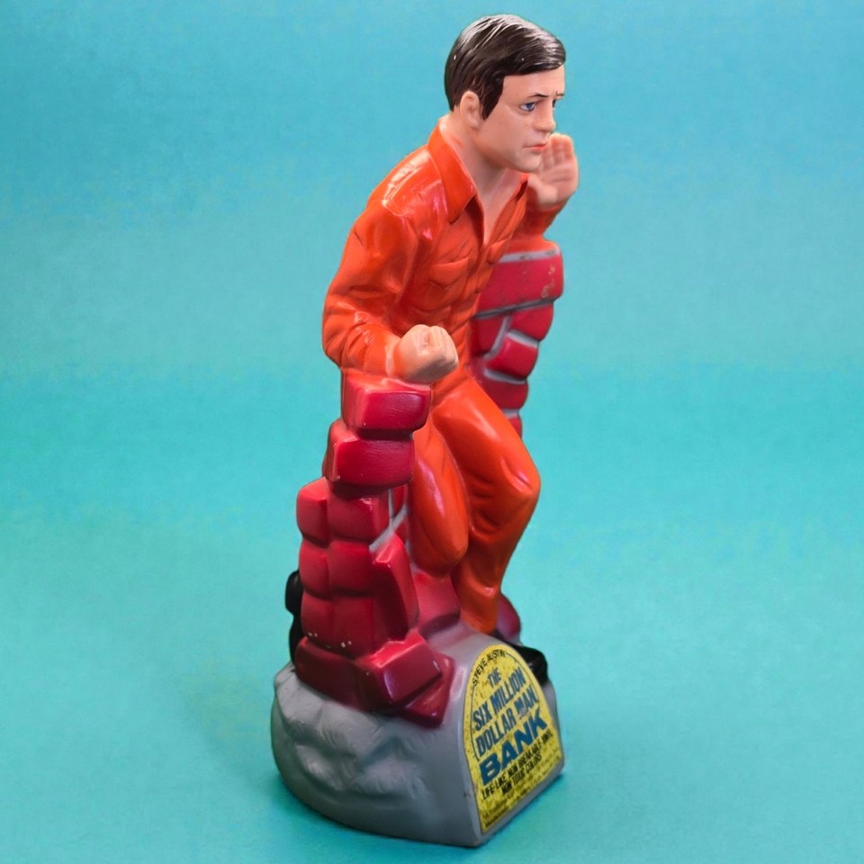 Vintage 1976 Steve Austin Six Million Dollar Man Vinyl Coin Bank 9.75 ...