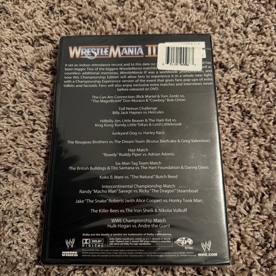 WWF Wrestlemania III 3 Championship Edition DVD Hogan Andre WWE | eBay