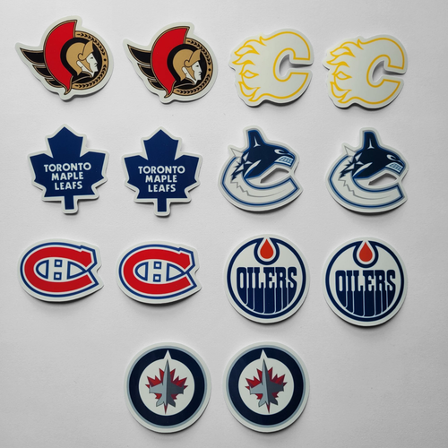 Canadian NHL Teams hockey logos sticker set of 14 !! 7 NHL teams Retro ...