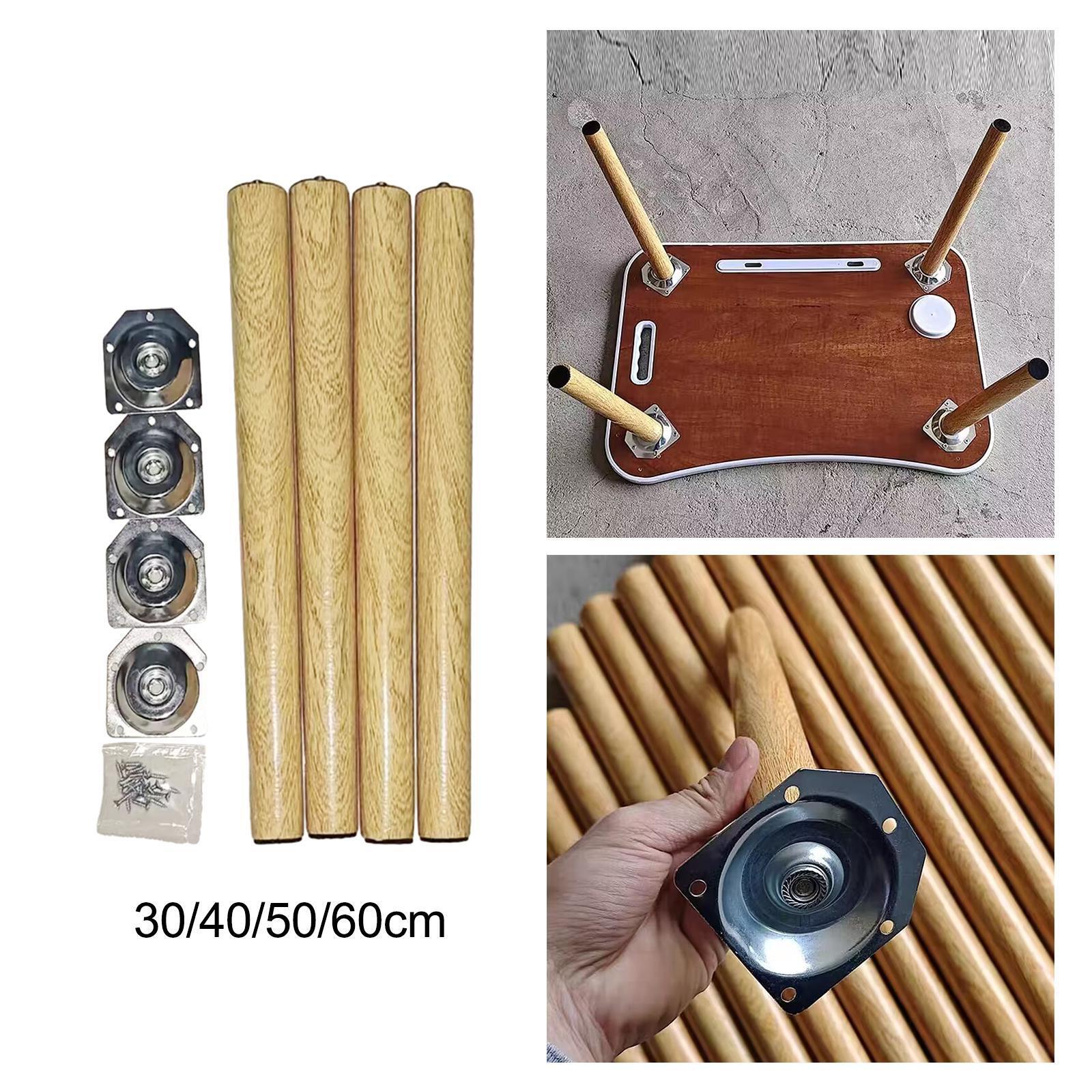 4x Wooden Furniture Legs, Desk Chair Legs, Tapered Anti Slip Desk Table ...
