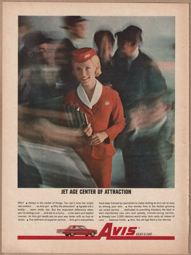 1962 Rent A Car with Avis Vintage Print Ad Can't Miss Avis Girl in Red ...
