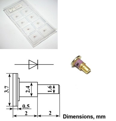 Microwave Gunn Oscillator Diode 7 - 8.25GHz 500mW GaAs 3A725V Gold USSR ...