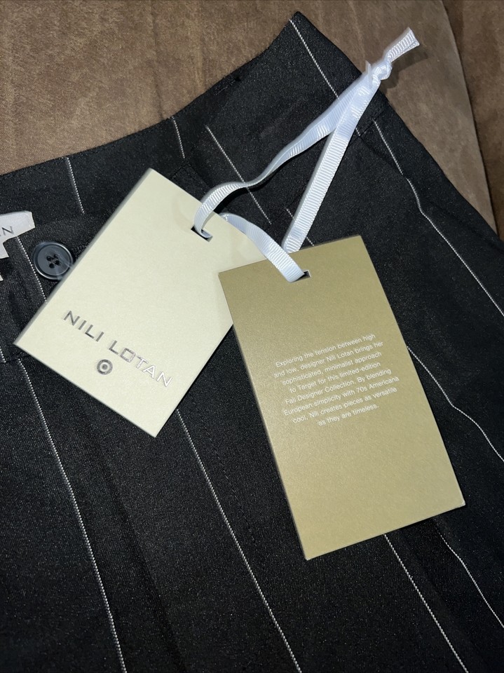 NILI LOTAN X Target Size O Pinstripe High-Rise Wide Leg Trousers Pants ...