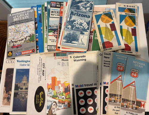 Lot Of 56 Vintage Road Maps Sinclair Mobil Phillips 66 States Cities ...