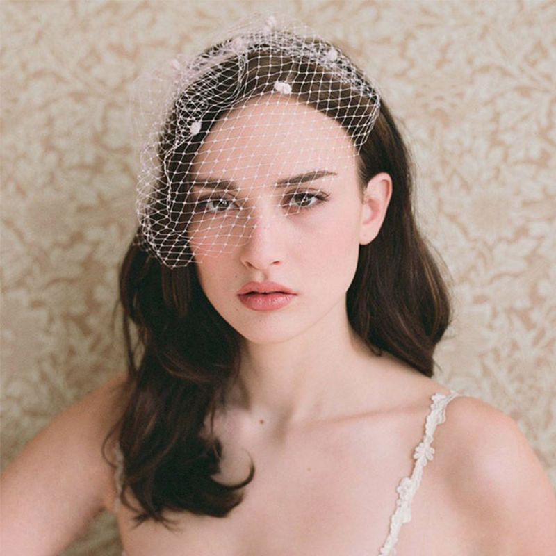 Womens Vinrage Elegant Wedding Fascinator Fishnet Mesh Veil Large Hole ...