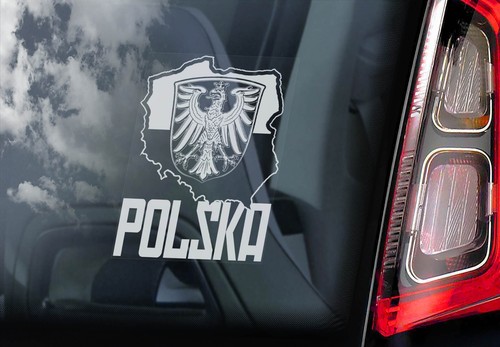 POLSKA Car Window Sticker - Poland Flag Coat of Arms Crest Eagle Decal ...