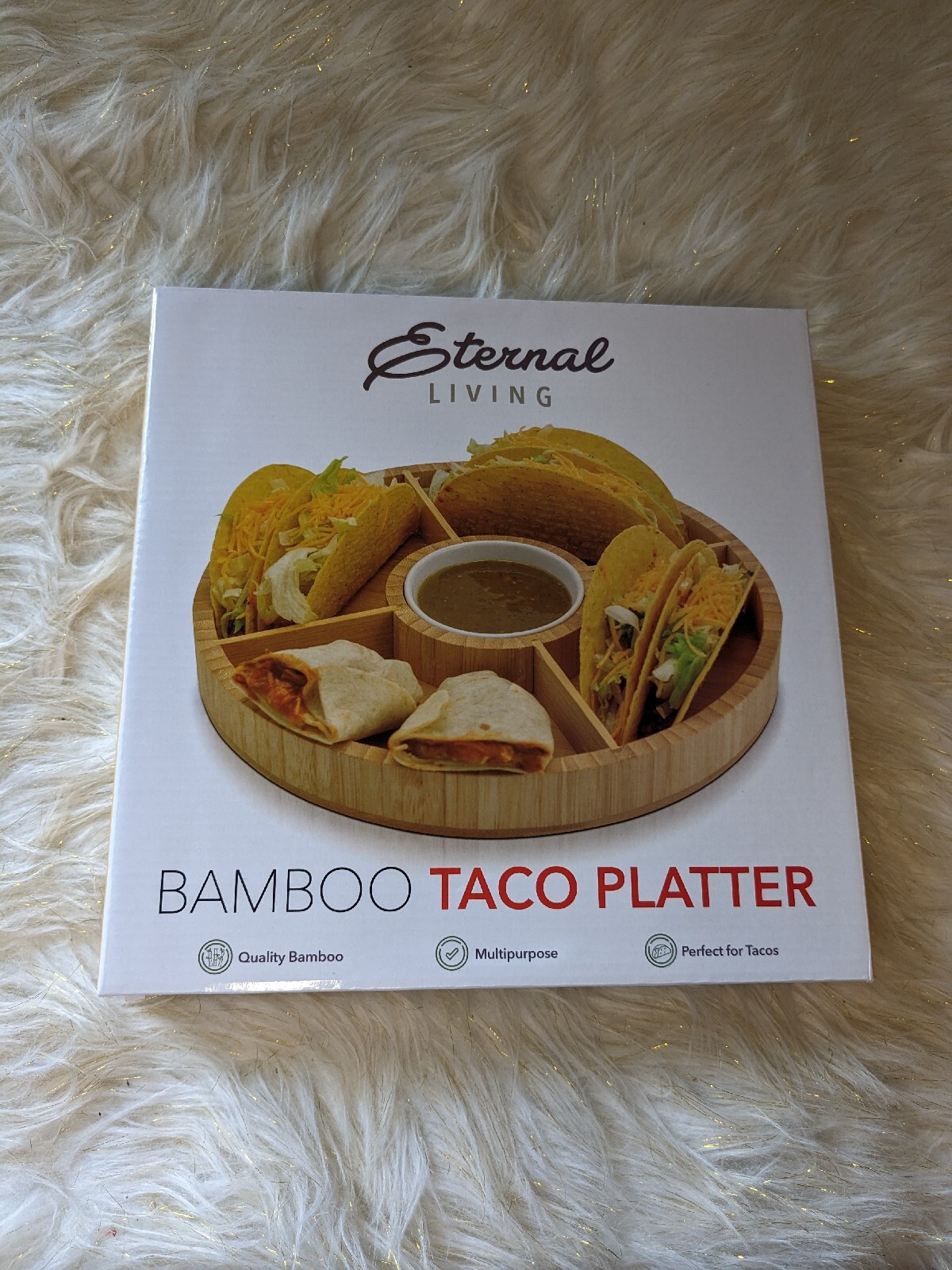 Eternal Living Bamboo Taco Platter - New In Box - Taco Night - Serving ...