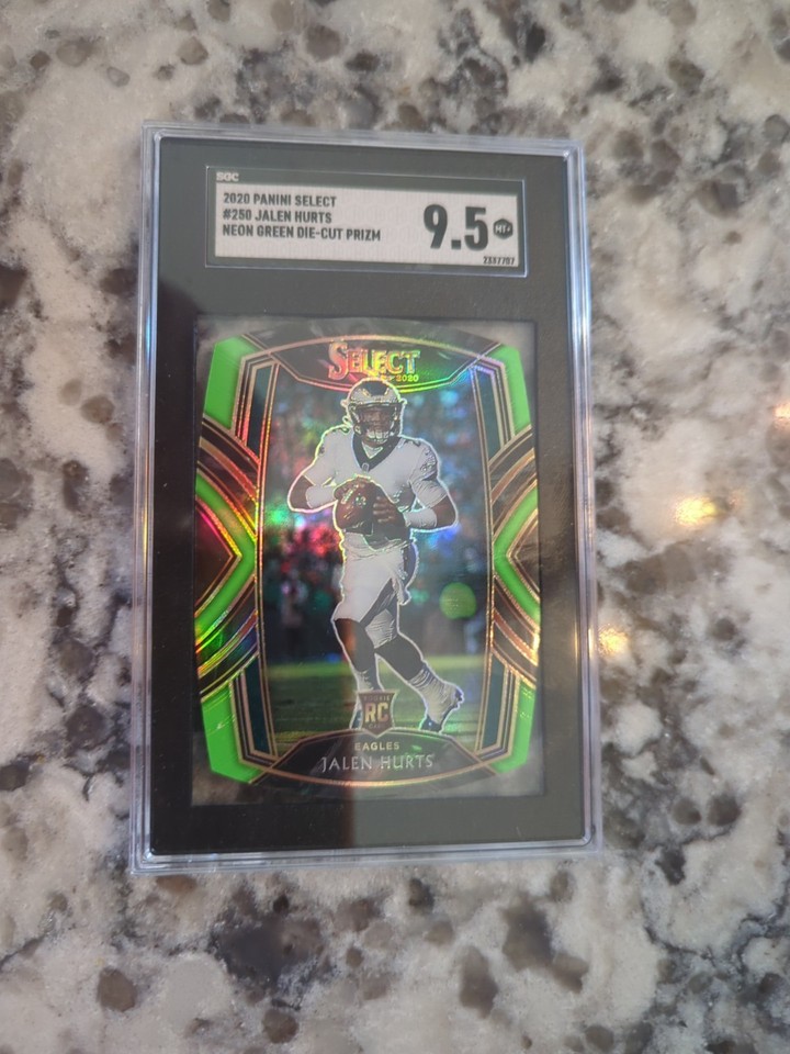 2020 Jalen Hurts Select Club Neon Green Rookie RC Card # 250 Die Cut ...