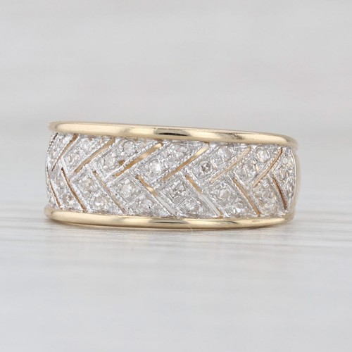 0.15ctw Diamond Herringbone Pattern Ring 14k Yellow Gold Size 6-6.25 | eBay