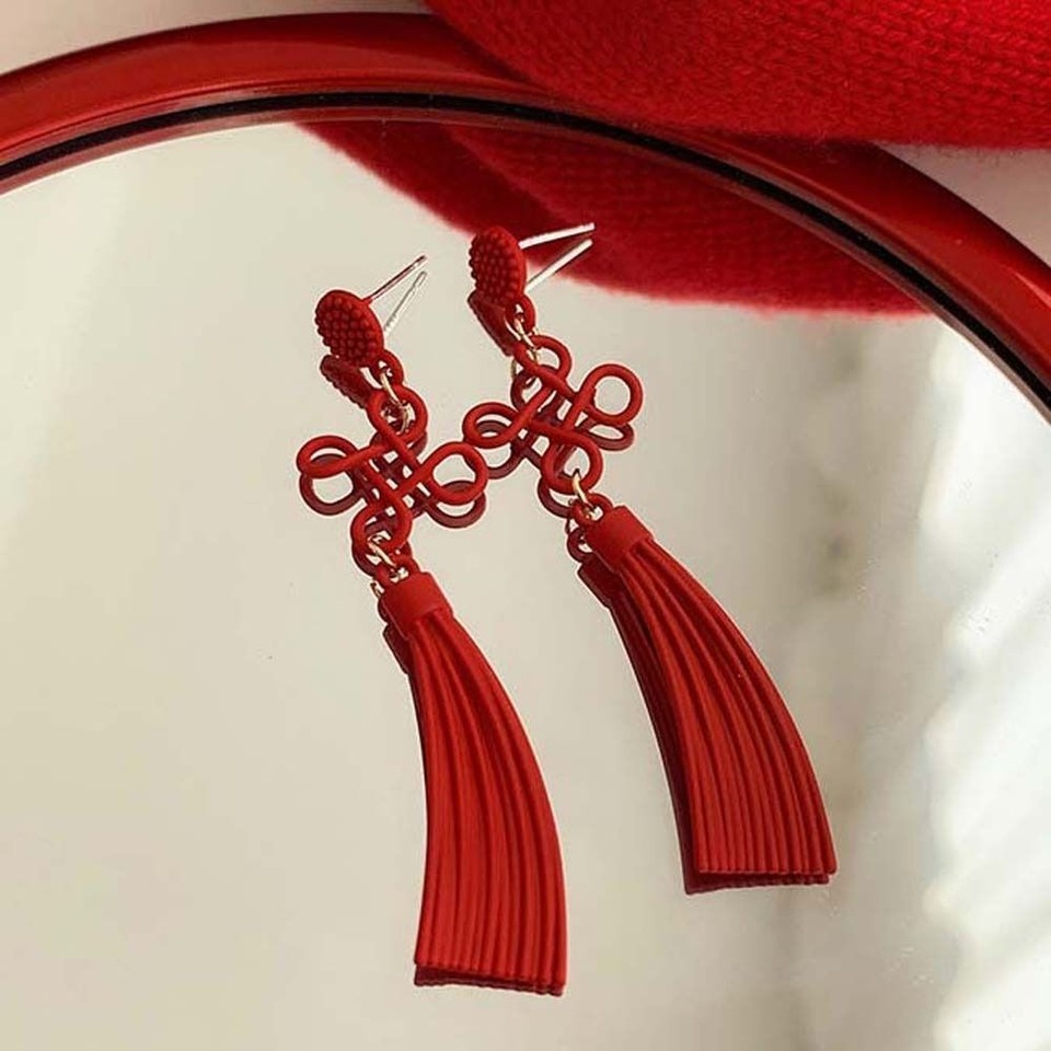 Dangle Earrings Women Ear Hook Chinese Knot Earrings Chinese New Year ...