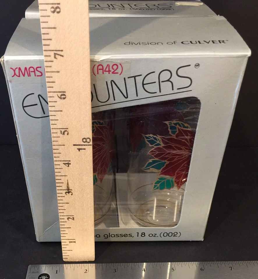 Vintage Encounters By Culver Set Of 4 Acrylic Christmas Flower 18oz Box ...